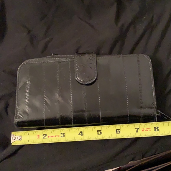 Lee Sands | Bags | Lee Sands Black Eel Skin Long Wallet | Poshmark